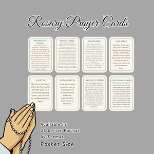 Printable Rosary Cards, Rosary Prayer Card, Novena Prayer Cards, Prayer ...