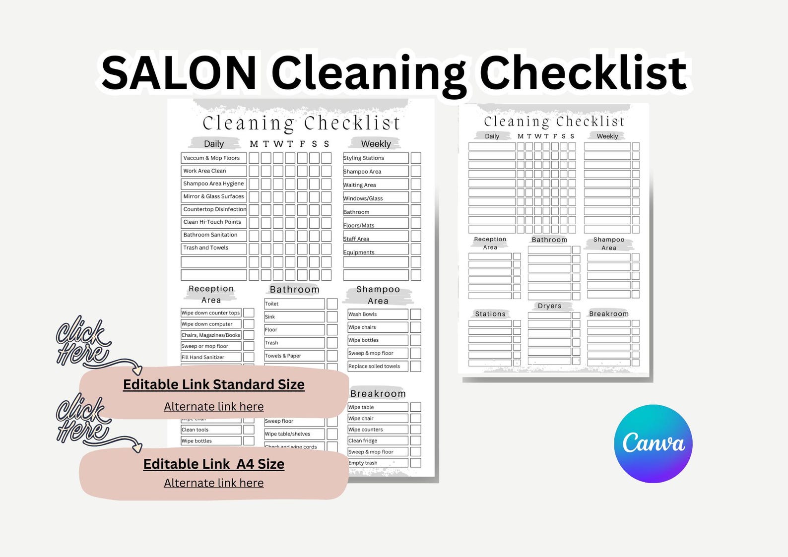 Salon Cleaning Checklist, Salon Checklist, Cleaning Checklist Canva ...
