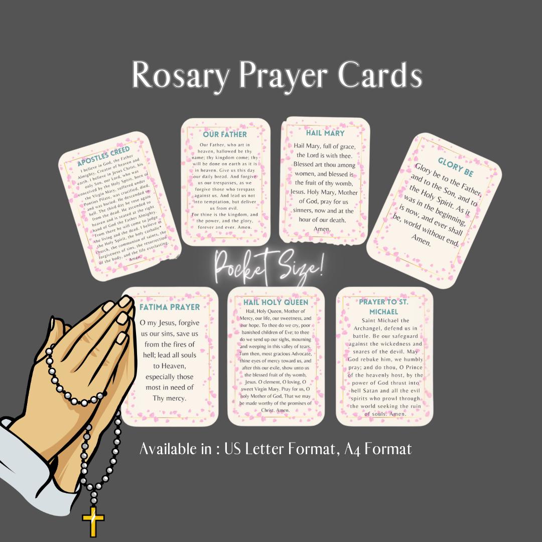 Printable Rosary Prayer Cards: Catholic Meditation Guide (digital ...
