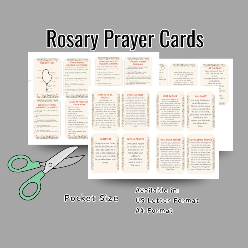 Rosary Prayer Card, Prayer Rosary, Pocket Size Lord's Prayer, Catholic ...