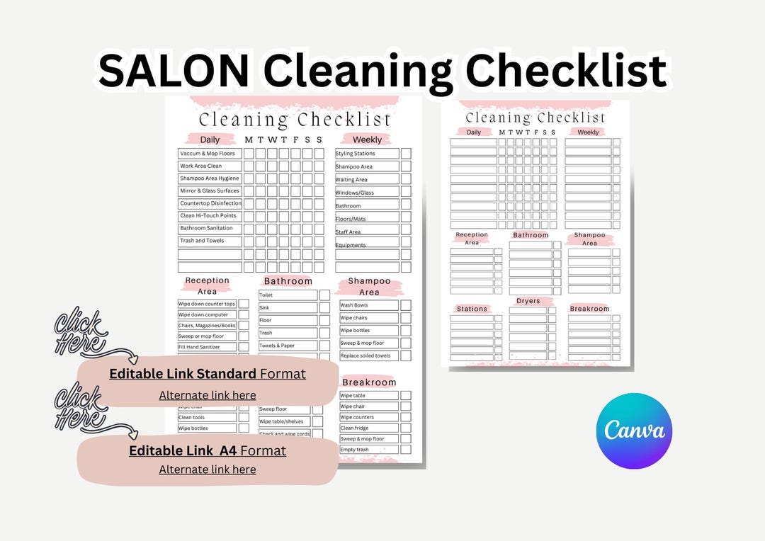 Salon Cleaning Checklist, Salon Checklist, Cleaning Checklist Google ...