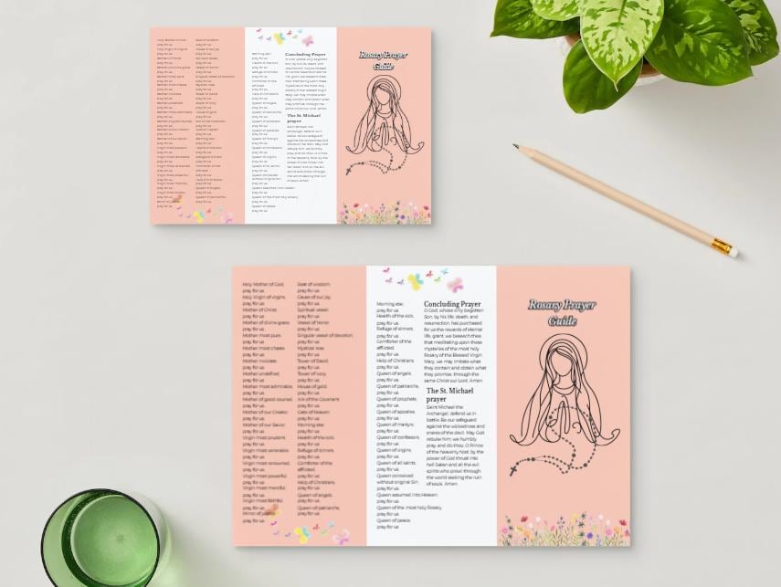Printable Rosary Guide | Catholic Prayer Pamphlet PDF | 3-fold Digital ...