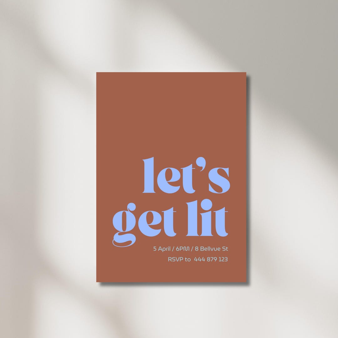 Editable Let's Get Lit Party Invitation Canva Template, Printable ...