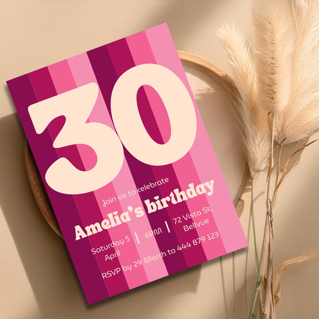 Editable 30th Party Invitation, Printable Thirty Birthday Invite ...