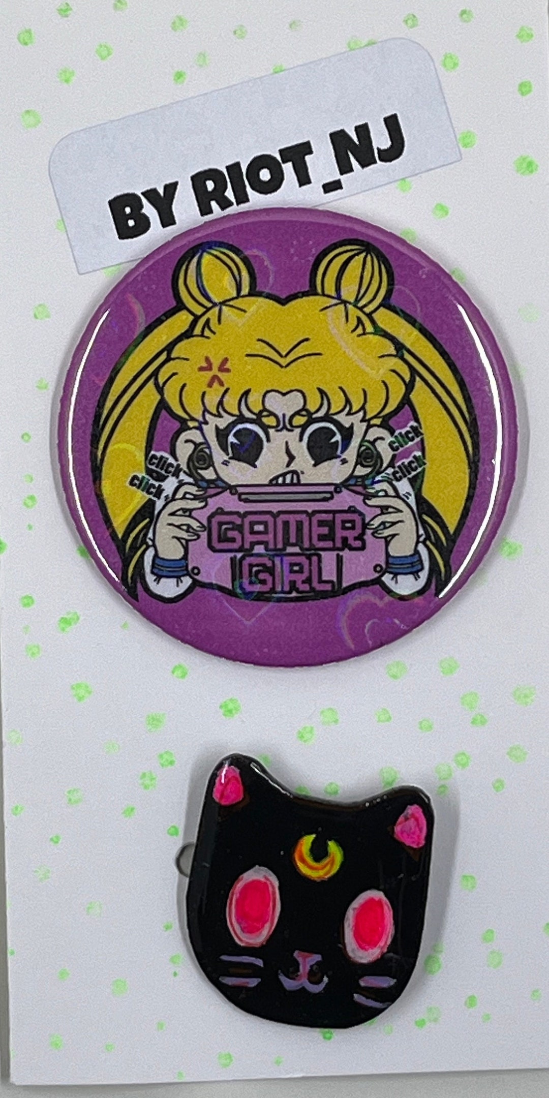Sailor Moon Gamer Girl Pin Set Luna Cat - Etsy