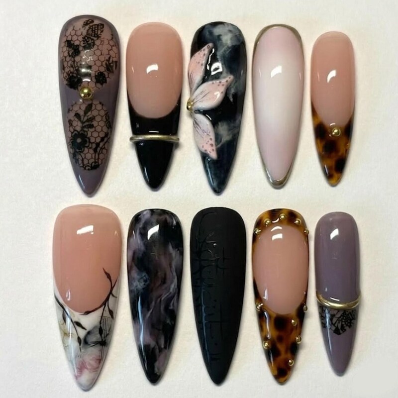 Tortoiseshell Nails Pink - Etsy