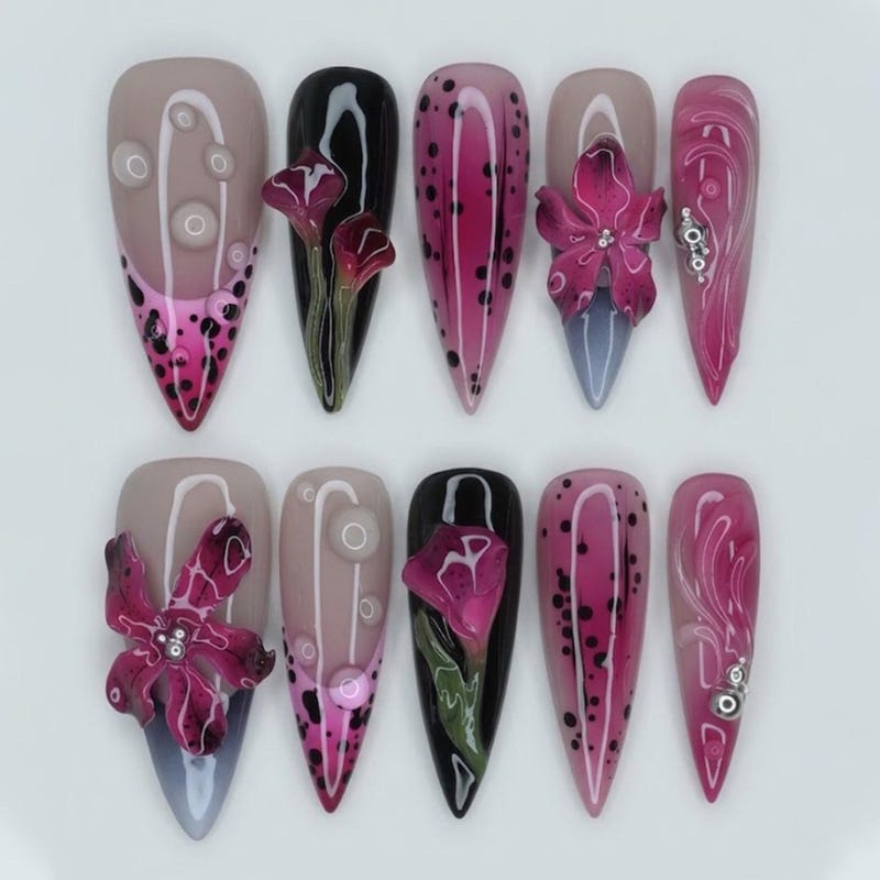Dark Orchid Nails - Etsy