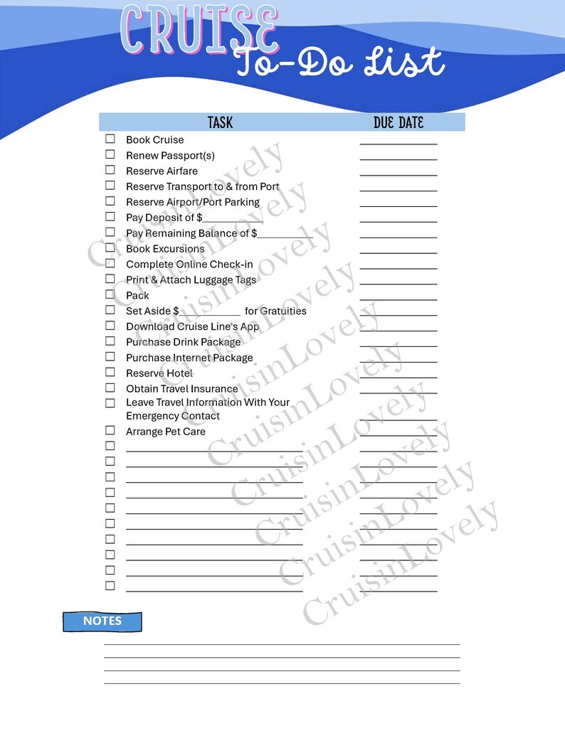 The ONLY Cruise Packing List You'll Ever Need! Printable & Fillable PDF ...