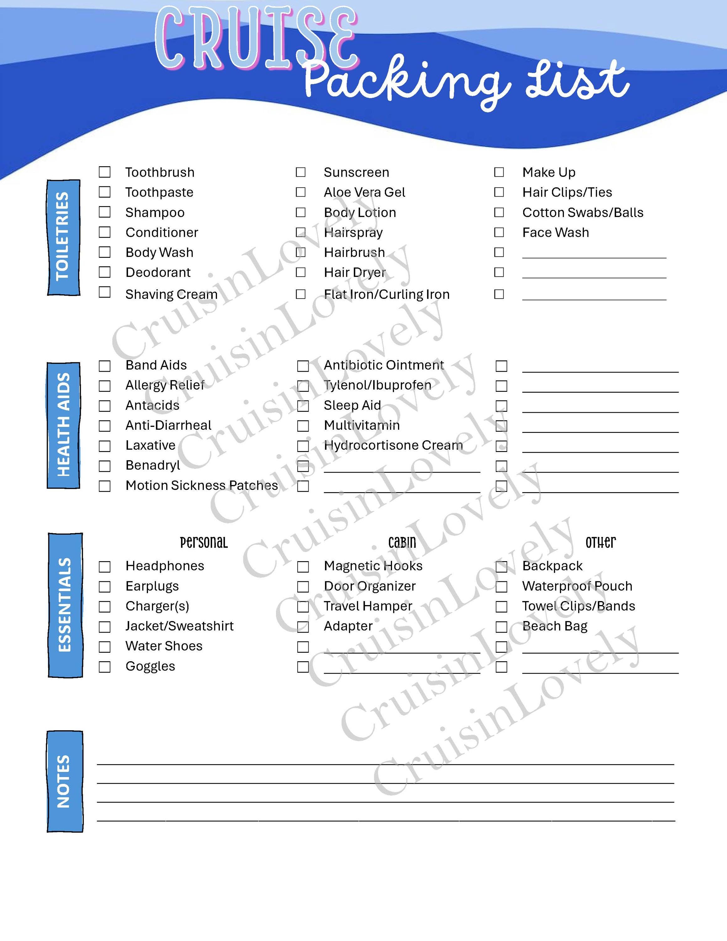The ONLY Cruise Packing List You'll Ever Need! Printable & Fillable PDF ...