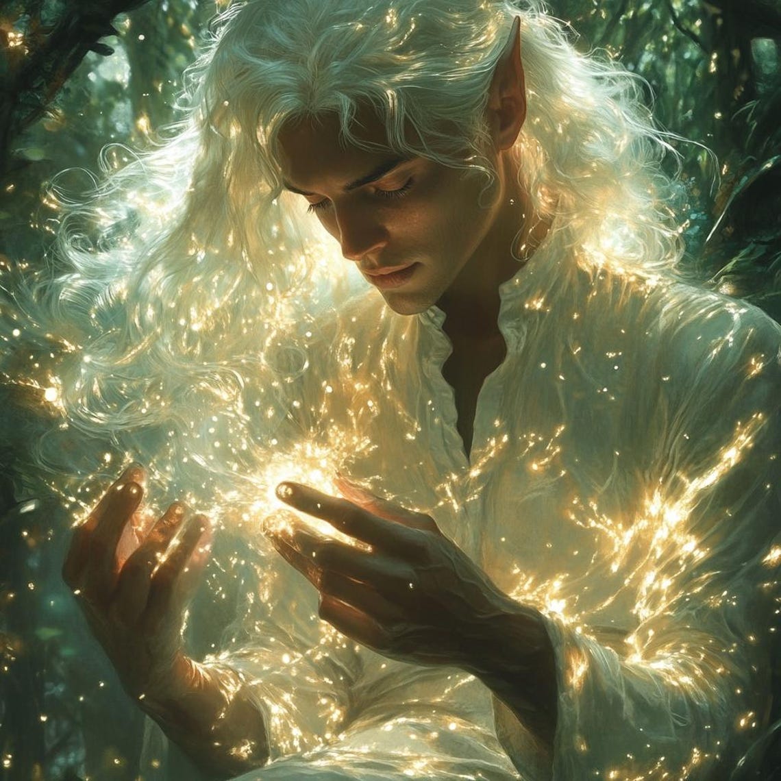 Moonlit Elves Digital Art Pack – 6 Fantasy Elf Portraits – Instant ...