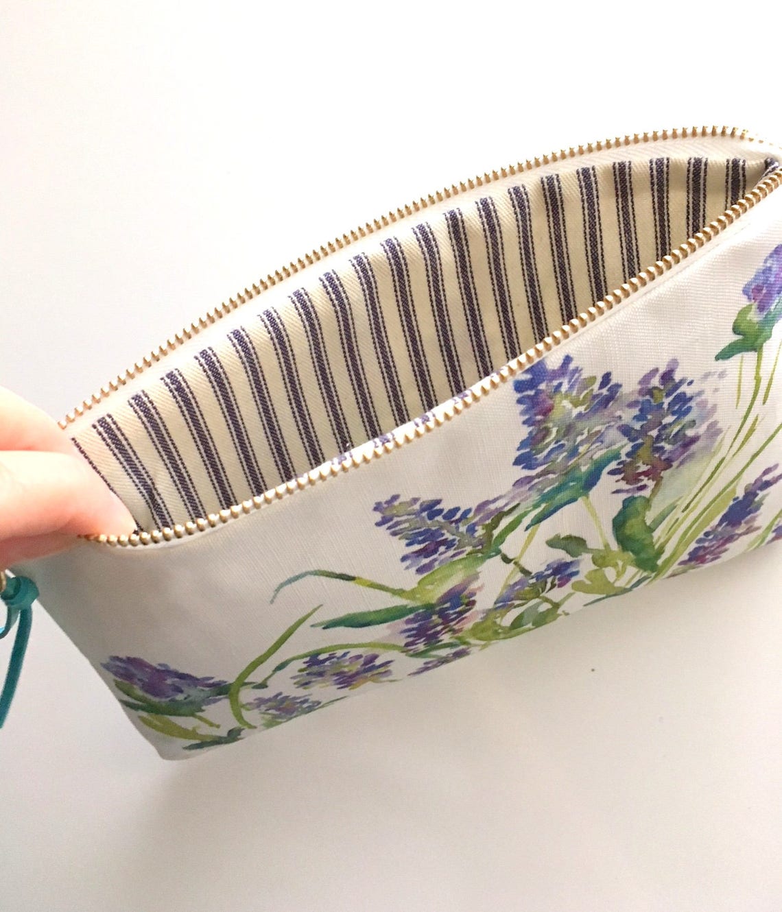 Lavender Flowers Cosmetic Pouch Watercolor Flowers Pouch | Etsy