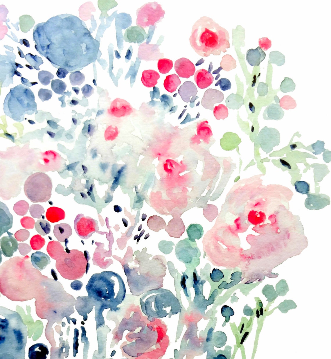 Soft Floral Abstract, Watercolor Flowers Abstract Fine Art Print 8x10 ...