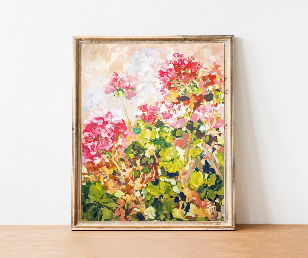 Garden Geraniums, Fine Art Print, Geraniums Art Print, Flower Garden ...