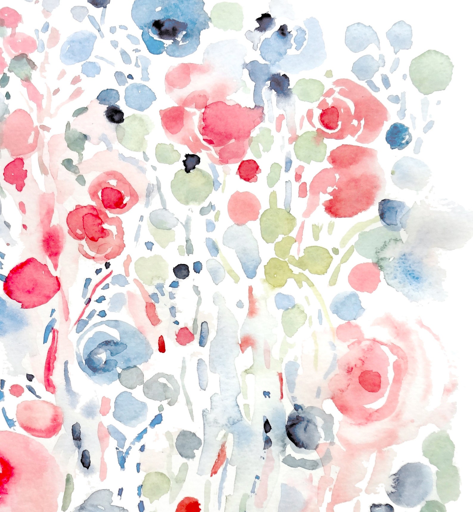 Soft Floral Abstract No.2, Watercolor Flowers Abstract Fine Art Print ...