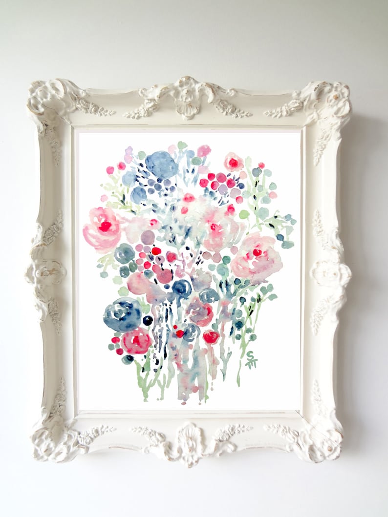 Soft Floral Abstract, Watercolor Flowers Abstract Fine Art Print 8x10 ...