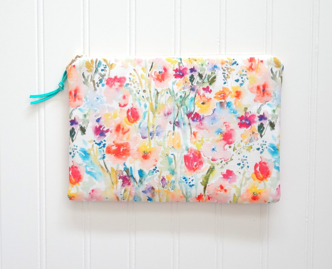 Garden Blossoms Cosmetic Pouch Watercolor Flowers Pouch | Etsy