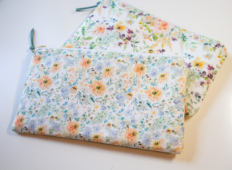 Floral Cosmetic Pouch, Watercolor Flowers Pouch, Flowers Pouch, Makeup ...