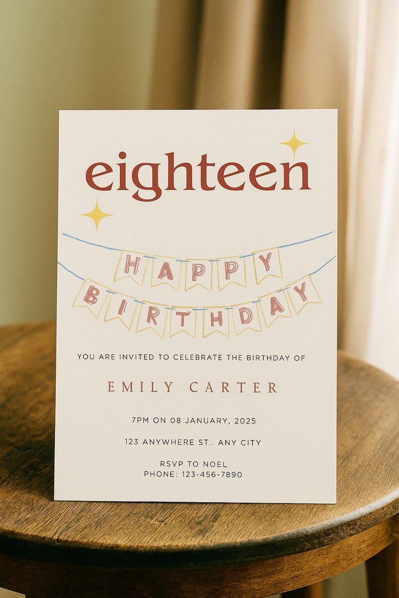 Minimalist Birthday Party Invitation Template - Etsy