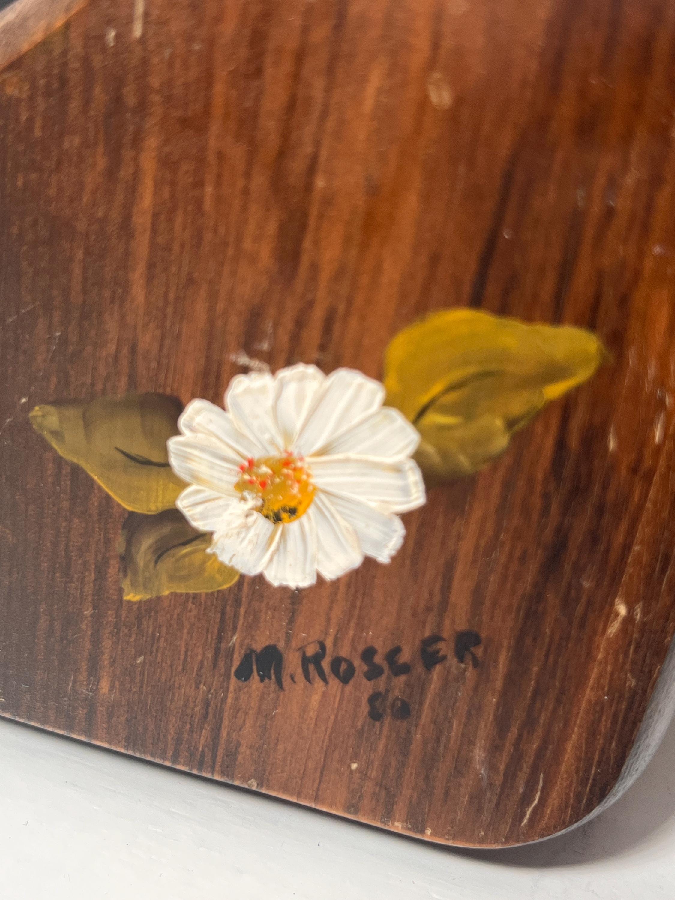 Vintage Hand-painted Daisy Wood Mirror - Etsy