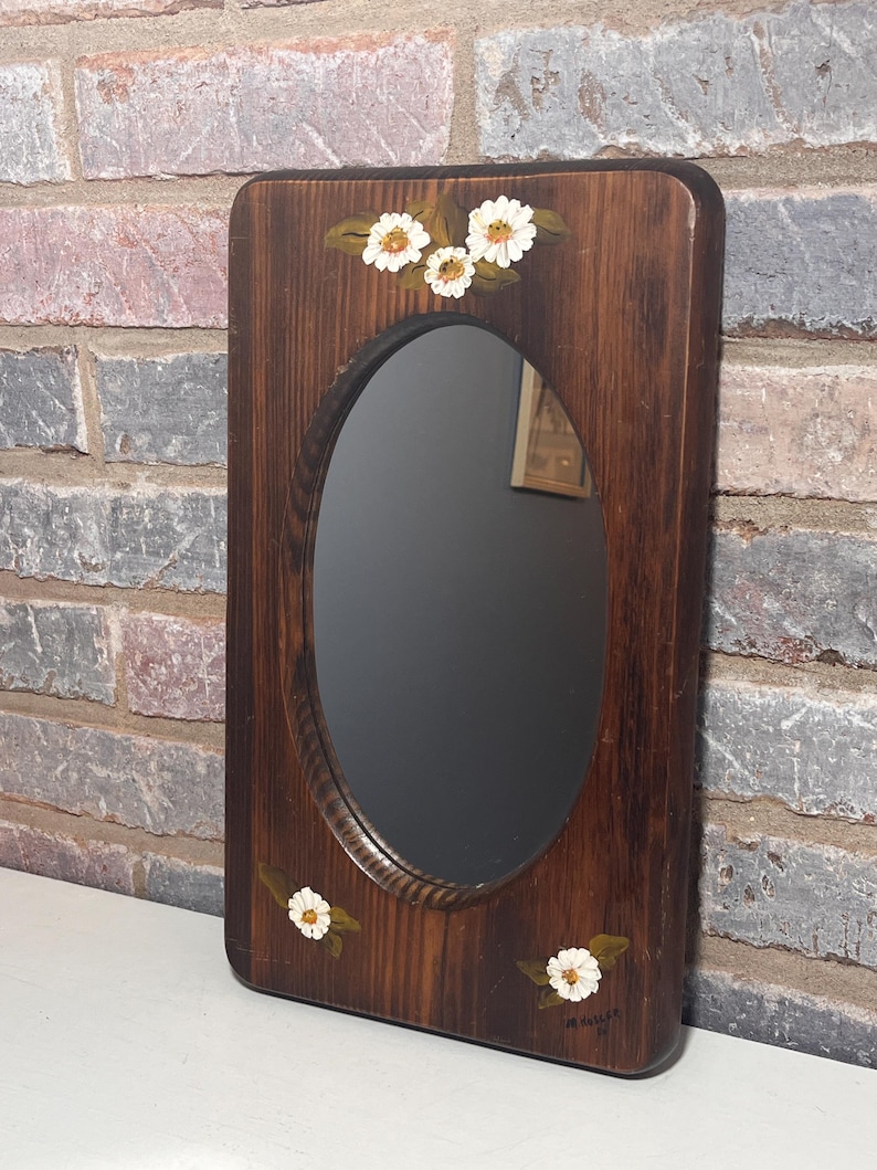 Vintage Hand-painted Daisy Wood Mirror - Etsy