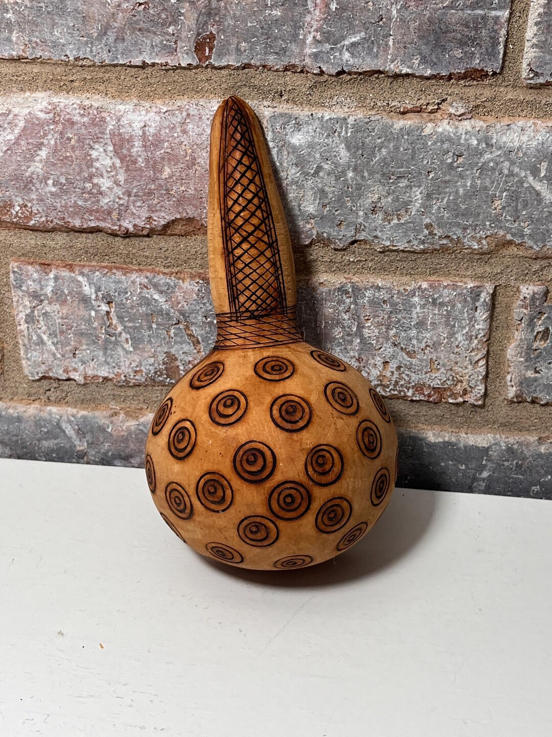 Hand-etched Gourd Spoon - Folk Art Ladle - Decorative Serving Utensil ...