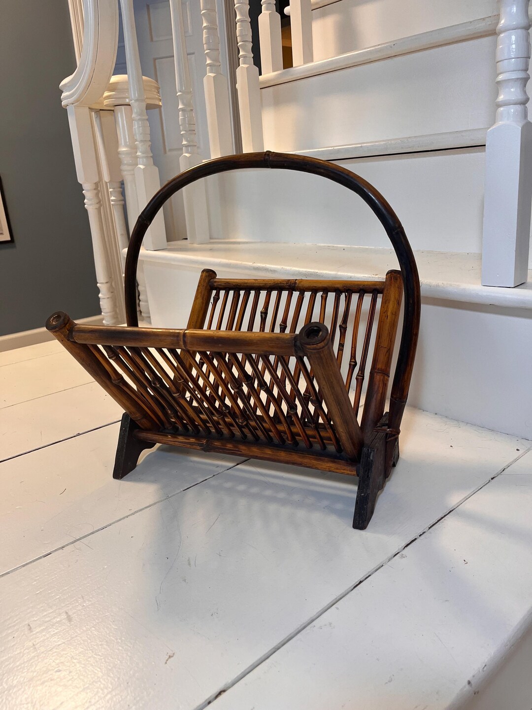 Vintage Bamboo Folding Magazine Rack - Etsy