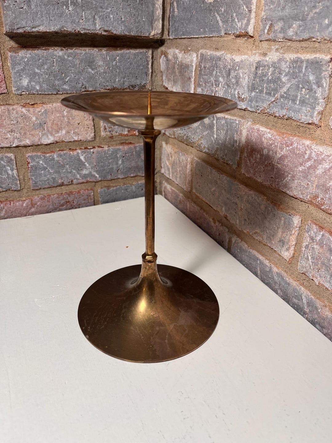 Midcentury Modern Brass Pillar Spike Candle Holder - Etsy