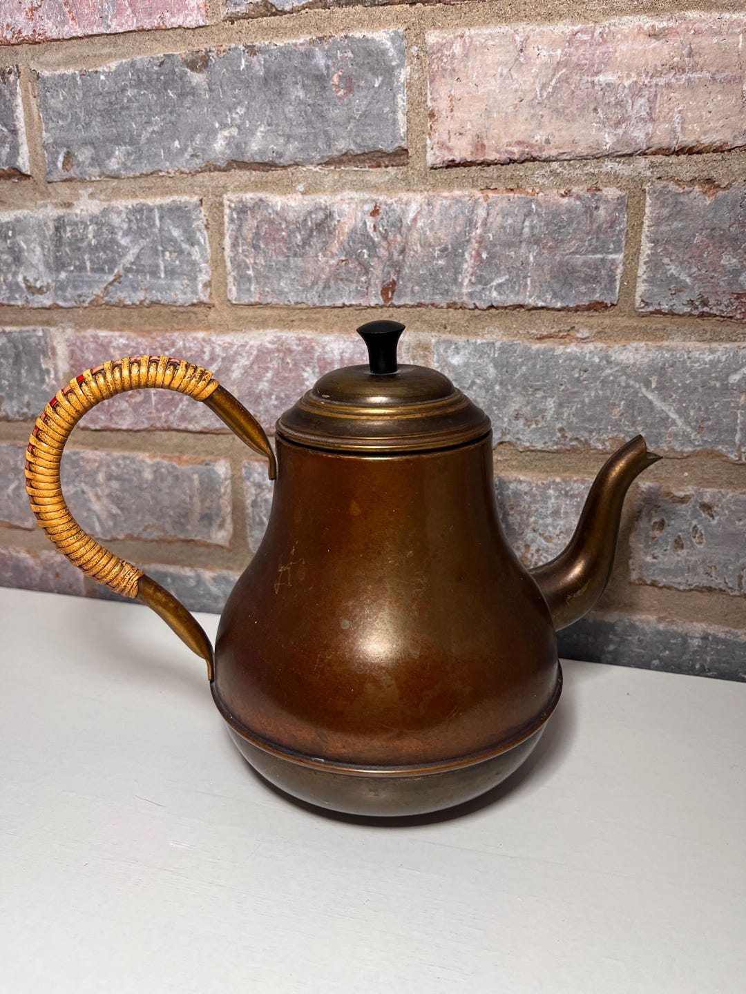 Vintage Dutch Copper Teapot With Wicker-wrapped Handle - Etsy