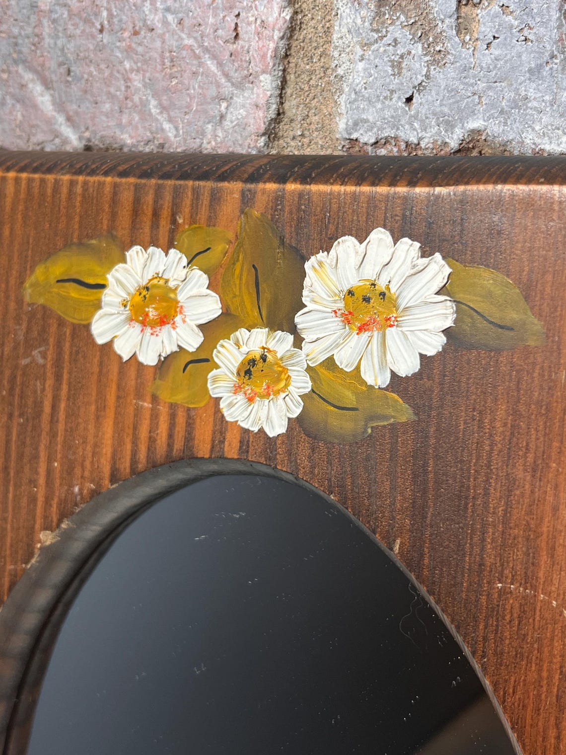 Vintage Hand-painted Daisy Wood Mirror - Etsy