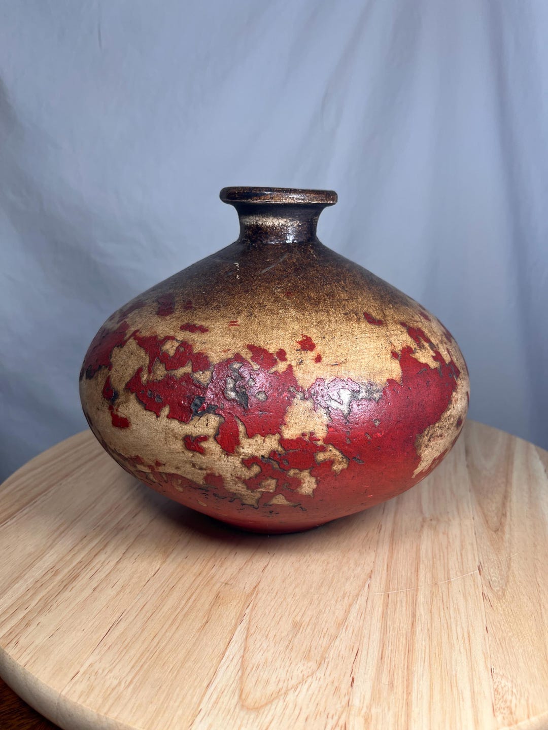 Vintage Studio Pottery Vase | Mid-century Modern Red Ceramic Decor - Etsy