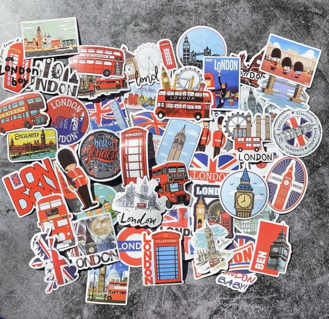 London Sticker Pack: Retro UK Travel Stickers for Journaling - Etsy