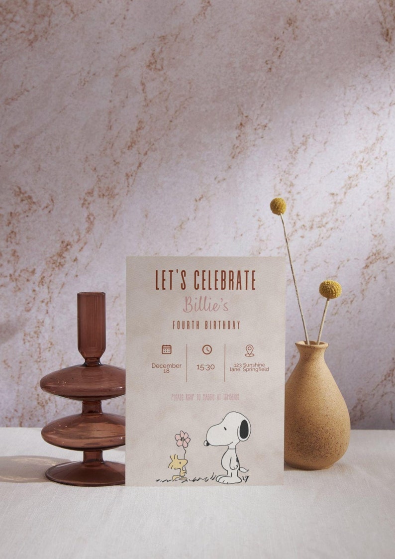 Peanuts Snoopy Birthday Invitation | Instant Download & Canva Editable ...