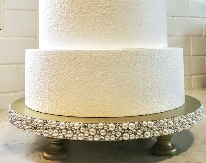 Wedding Cake Stand With Pearls and Rhinestones- 14 16 18inch Cake Stand ...