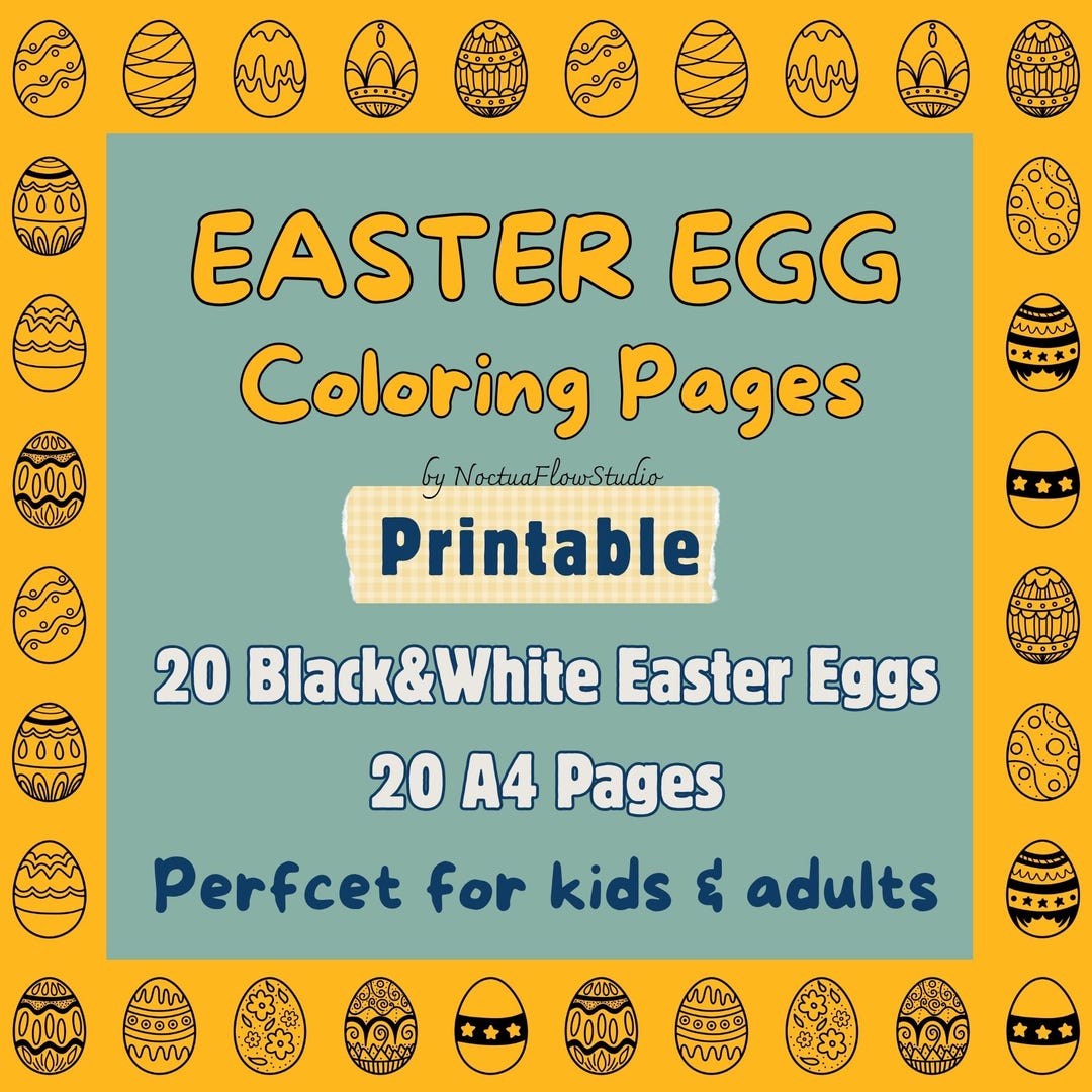 Printable Easter Egg Coloring Pages, 20 Designs for Kids Adults (A4 PDF ...