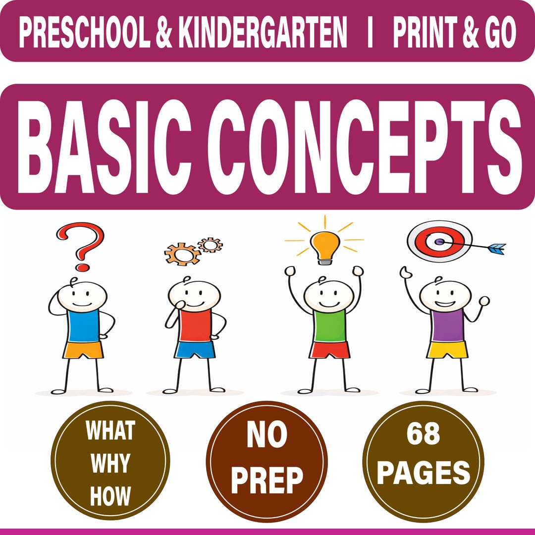 Preschool Basic Concepts Workbook, Following Directions, Size, Quantity ...