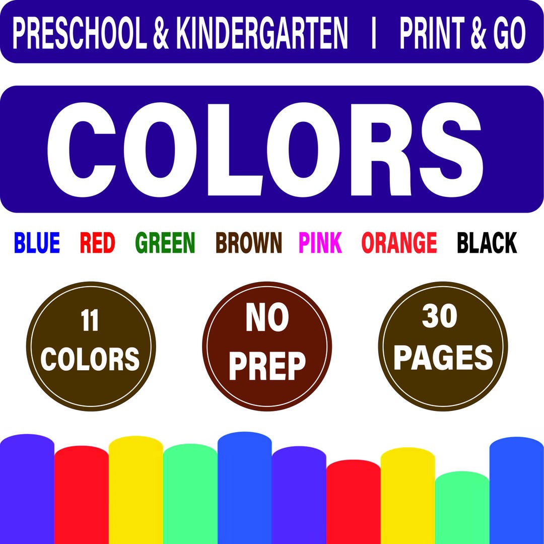 Preschool Colors Worksheets Bundle: 11 Color Recognition Sets With 30 ...