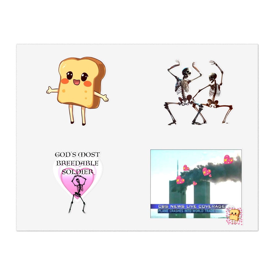 Allegedly Toast Sticker Sheets, Cute Skeleton Baddies, 9/11 Sticker ...
