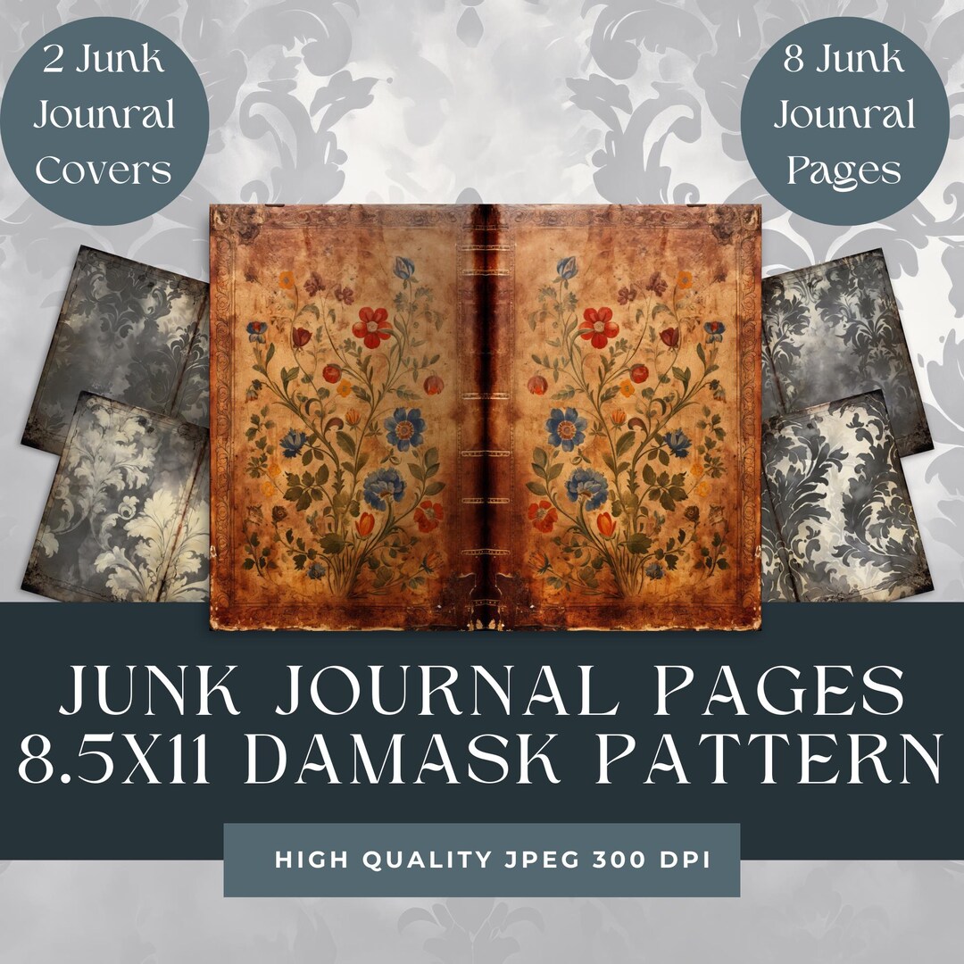 Vintage Junk Journal Pages - 8.5x11" Digital Download JPEG | 4 Foldable ...