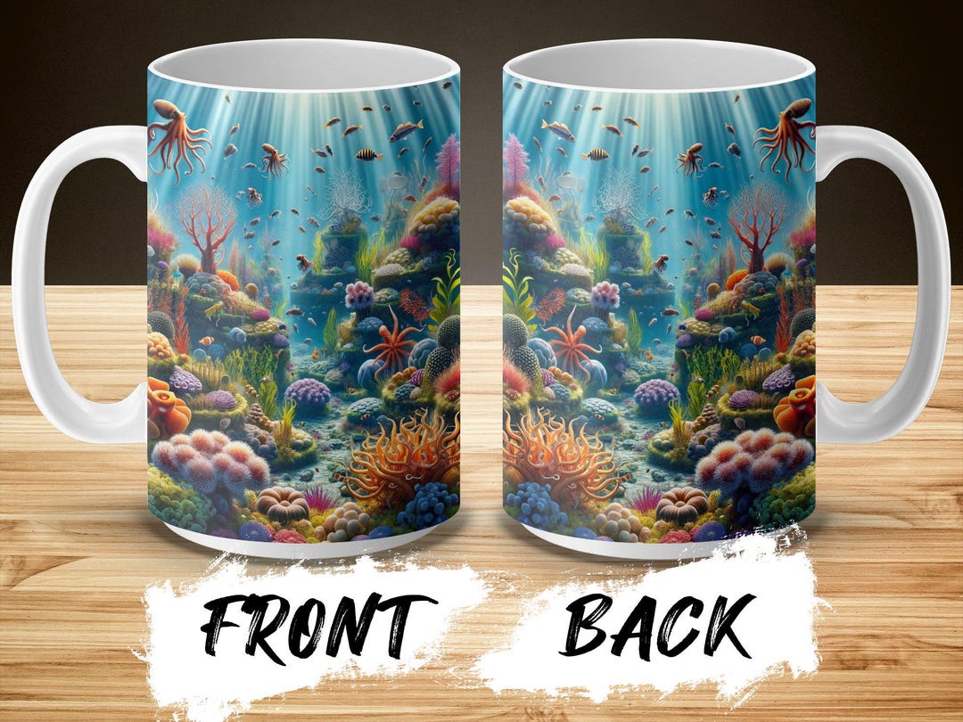 Ocean Reef Mugs, Sea Life Mugs, Underwater Scene Mugs, Colorful Reef ...