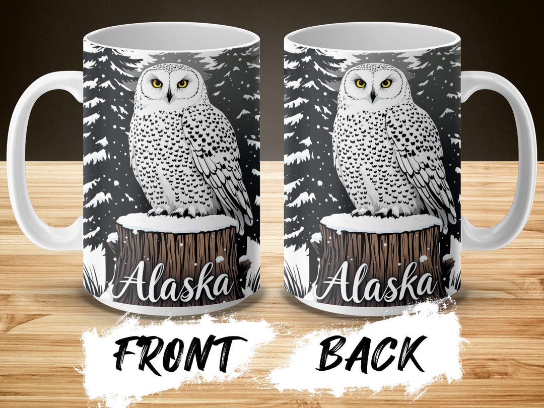 Alaska Snowy Owl Mugs, Winter Scene Coffee Cup, Bird Lover Gift, Unique ...