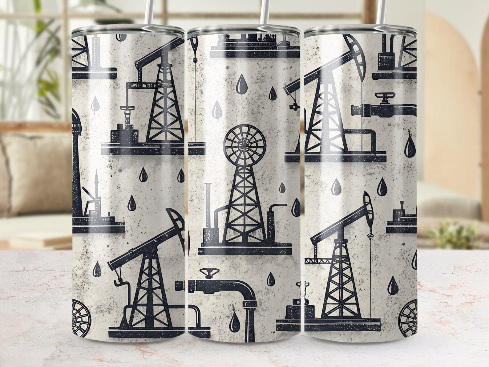 Oil Rig Pattern Tumbler Wrap, 20oz Skinny Tumbler Sublimation ...
