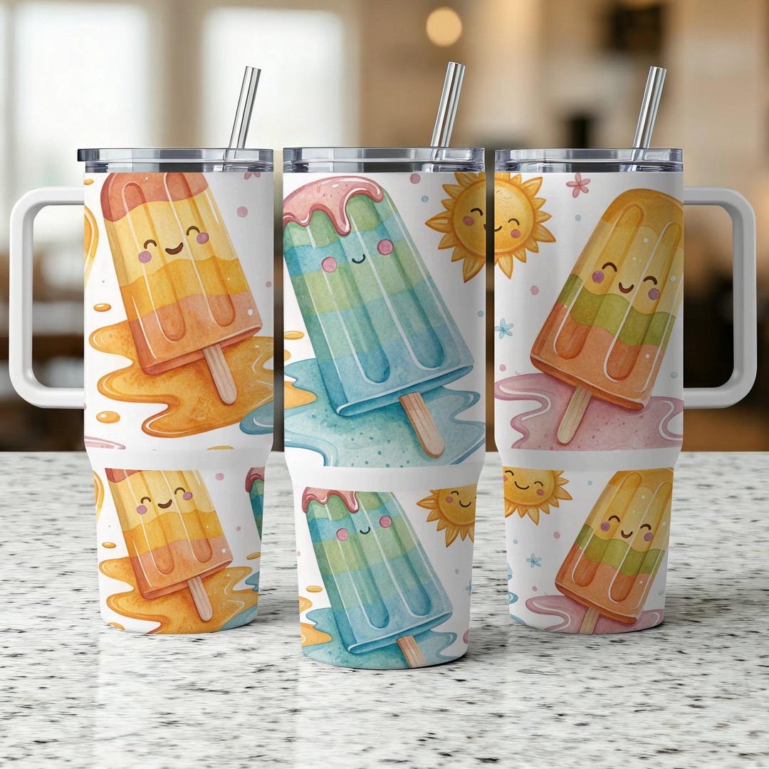 Cute Popsicle 40 Oz Sublimation Tumbler Wraps, Summer Theme Tumbler ...