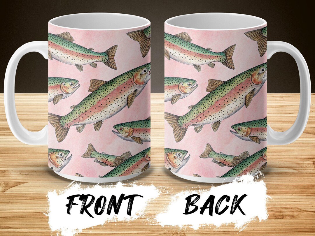 Rainbow Trout Mugs, Fishing Gift Idea, Watercolor Fish Mug, Nature ...