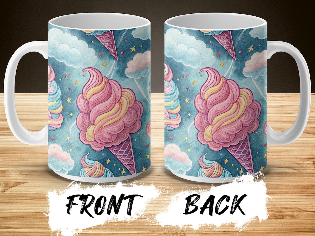 Ice Cream Cone Mugs, Watercolor Art Mug, Dessert Lover Gift, Cute ...