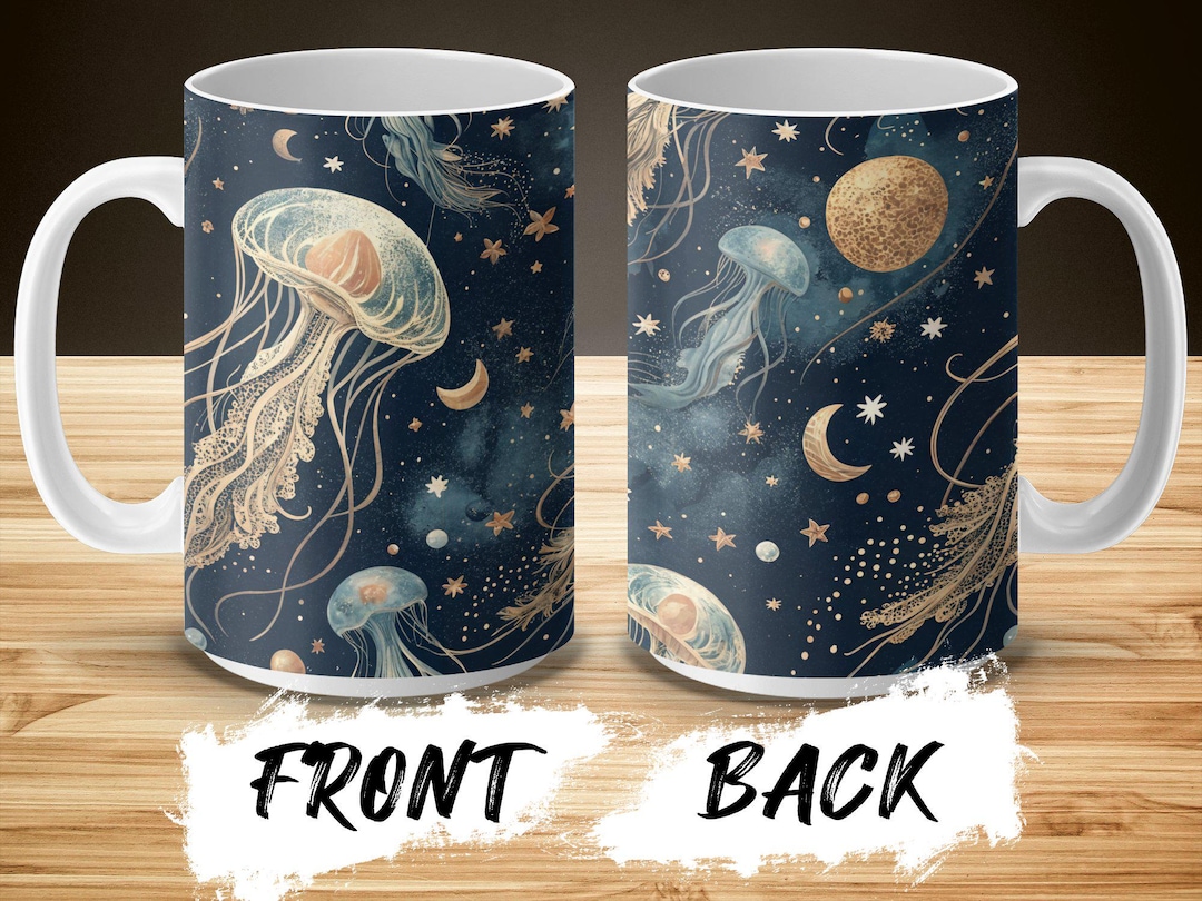 Celestial Jellyfish Mugs, Starry Night Mugs, Space Theme Mugs, Fantasy Art Mugs, Unique Gift ...