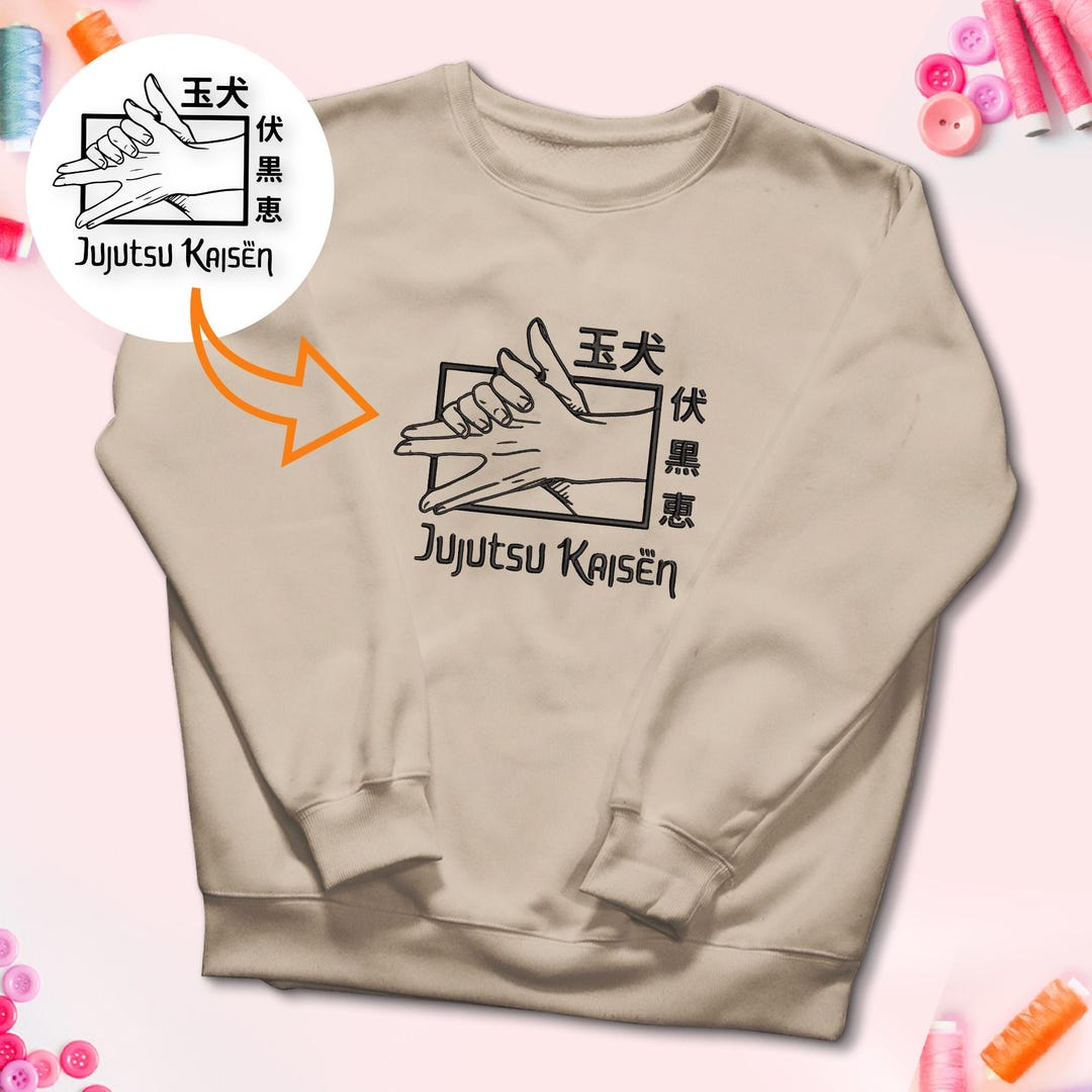 Ryomen Sukuna Hand Sign Embroidered Sweatshirt Sukuna JJK Anime Gift ...