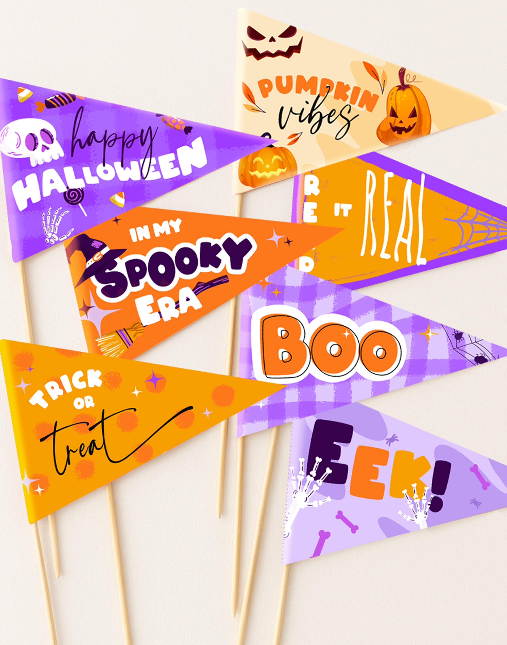 Halloween Pennant Flags Printable – Spooky Party Decorations, DIY Paper ...