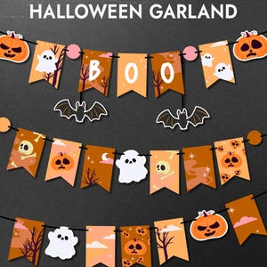 BOO Printable Halloween Garland – DIY Cut Out Banner With Pumpkins ...