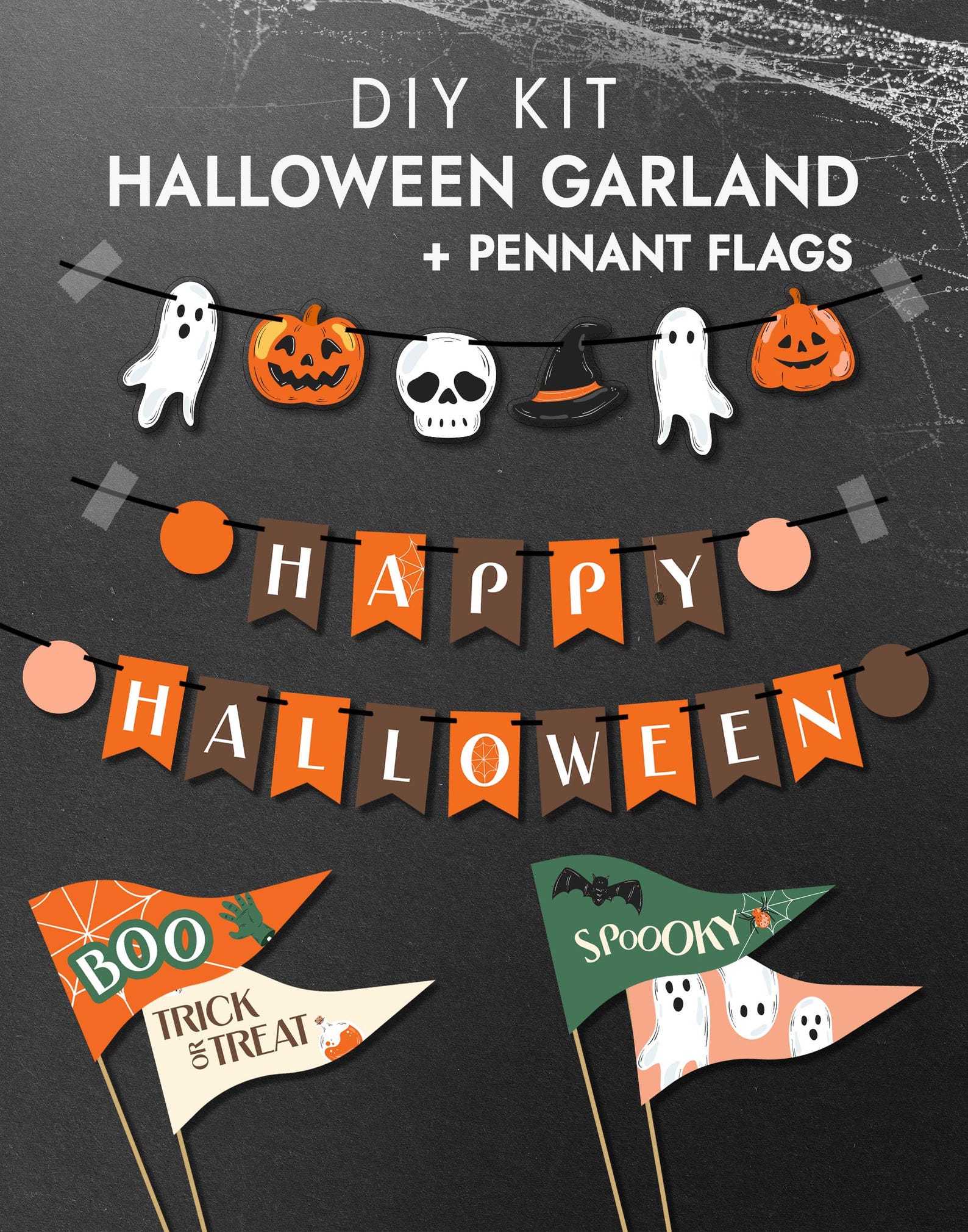 DIY Halloween Party Kit – Garland & Pennant Flags, Spooky Season Fall ...