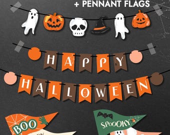 DIY Halloween Party Kit – Garland & Pennant Flags, Spooky Season Fall ...